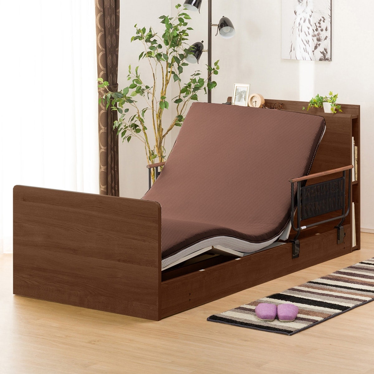 【非課税】電動シングルベッドフレーム+マットレス+サイドガード2本セット(カイト3 2M02 MBR/プロセル)通販 | ニトリネット【公式】 家具・インテリア通販