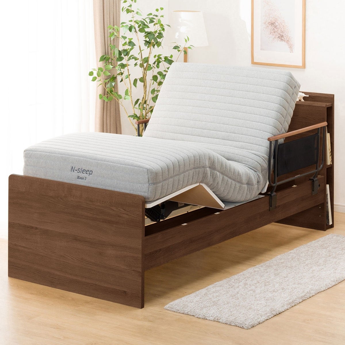 【非課税】電動シングルベッドフレーム+マットレス+サイドガード2本セット(カイト3 2M02 MBR/E3-04VB)通販 | ニトリネット【公式】 家具・インテリア通販