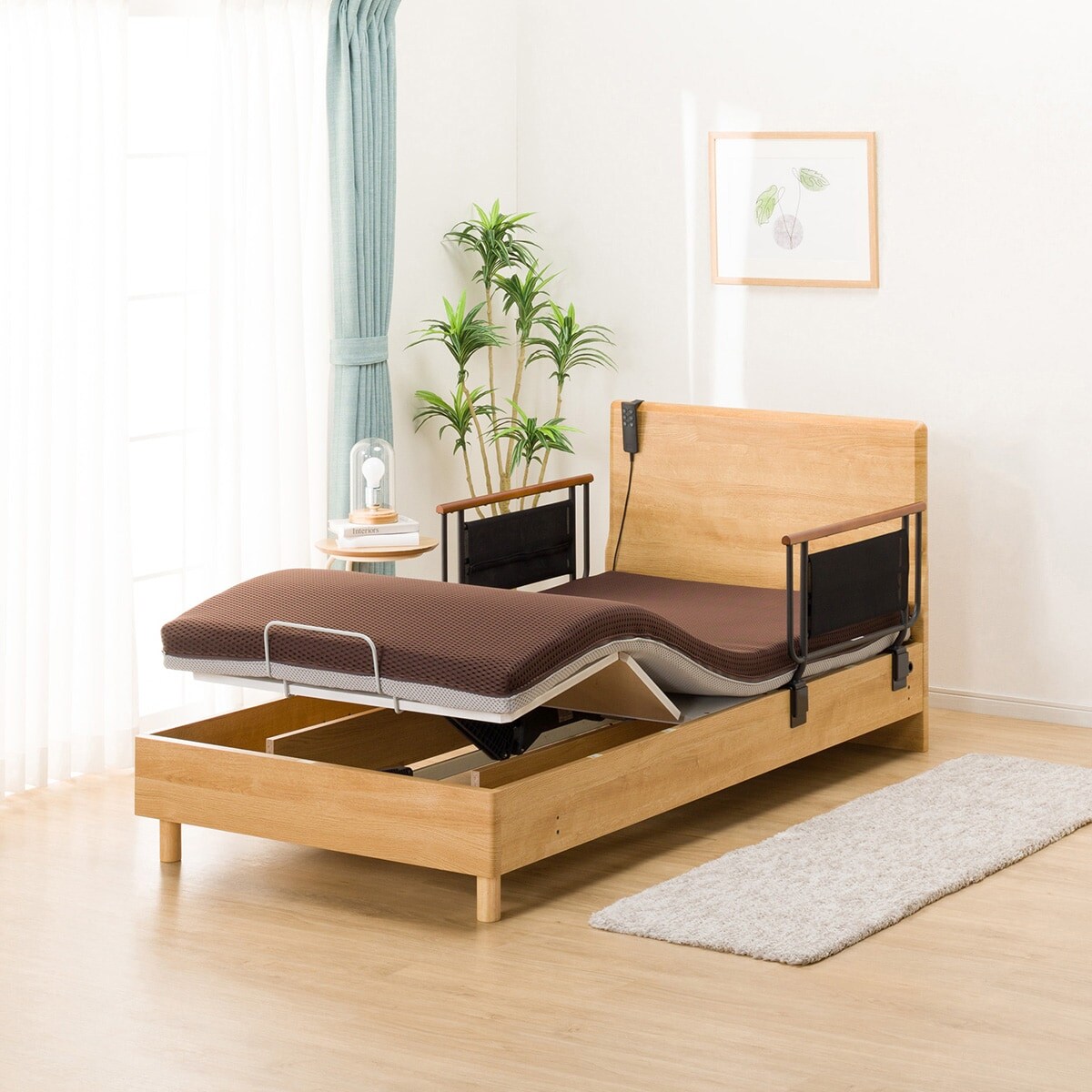 【などの】 『非課税』電動ベッドマットレスサイドガードセット(コンソン 2M02 LBR/E2-03VB) ニトリ 『配送員設置』 『5年/1年保証』 :2050900-2016704 ...