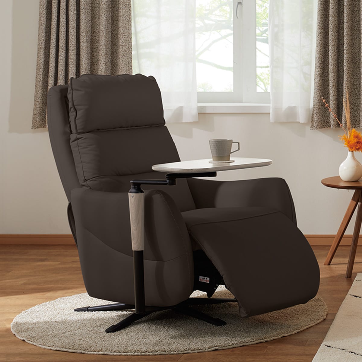 電動リクライニングパーソナルチェアテーブルセット(LE01-3 4モーター DBR+LE01専用テーブルGW) | ニトリネット【公式】 家具・インテリア通販