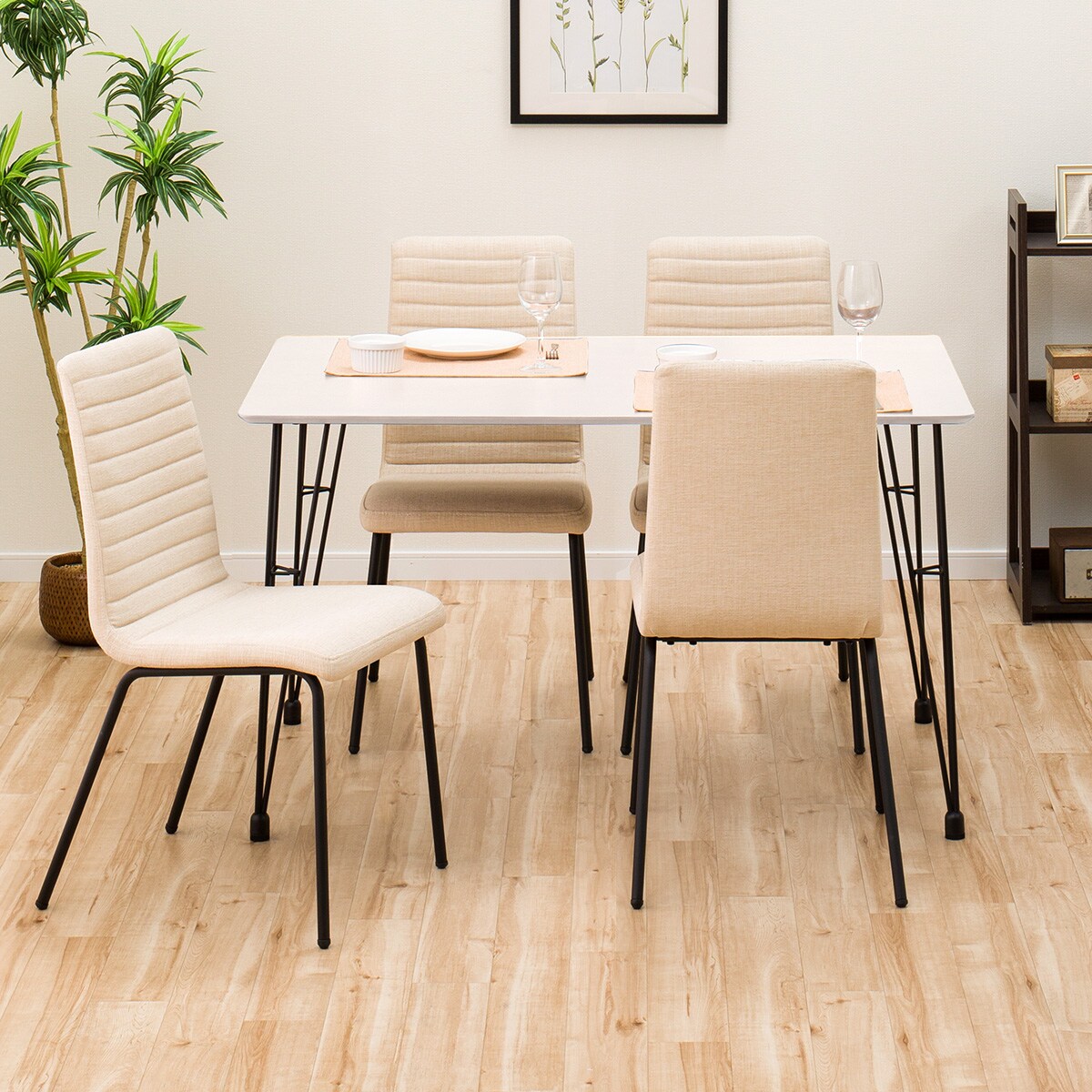 ダイニングテーブル5点セット(DTNクーボ120WH/DCNクーボ布BE)通販 | ニトリネット【公式】 家具・インテリア通販