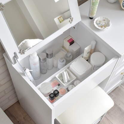 ドレッサーとデスクがひとつになった一台二役のドレッサーデスク(70-80D WW)通販 | ニトリネット【公式】 家具・インテリア通販