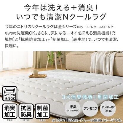 極厚30mm「強」接触冷感 洗えるラグ(NクールSPフックラNV s185X185)通販 | ニトリネット【公式】 家具・インテリア通販